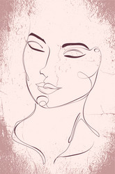 Lineart face with closed eyes Royalty Free Vector Image