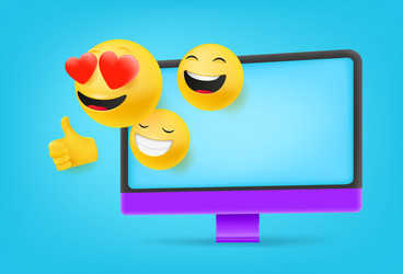 Thumb up emoticon like icon with smiley emoji Vector Image