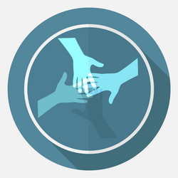 Icon hands on white circle with a long shadow Vector Image