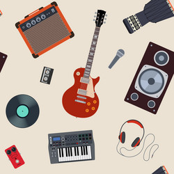 Music seamless pattern rock theme color Royalty Free Vector