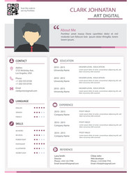 Modern resume with qr code Royalty Free Vector Image