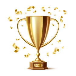 Realistic golden trophy gold cup award Royalty Free Vector