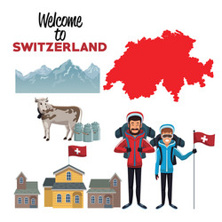 White background welcome to switzerland Royalty Free Vector