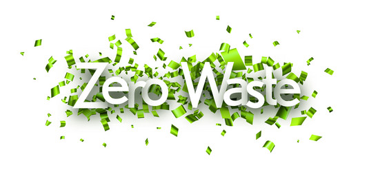 Zero waste sign with green cut out foil ribbon Vector Image