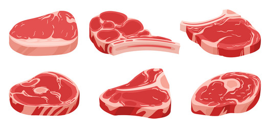 Diced beef cartoon icon red meat chop Royalty Free Vector
