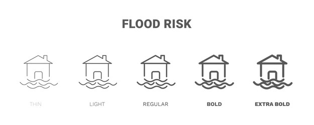 Flood risk icon outline and filled risk Royalty Free Vector