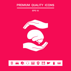 Hands holding brain - protection symbol graphic Vector Image