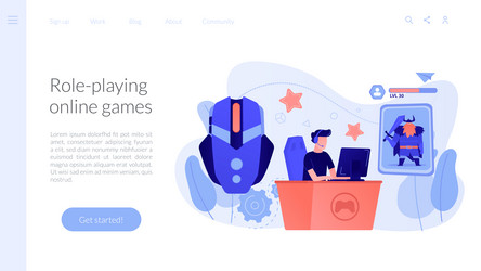 Mmorpg concept banner header Royalty Free Vector Image