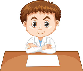 Little boy doing homework on table Royalty Free Vector Image