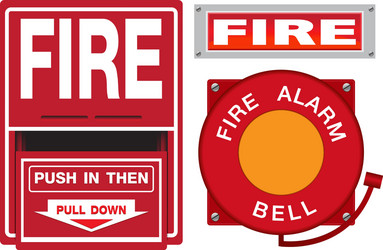 Fire alarm symbols set Royalty Free Vector Image
