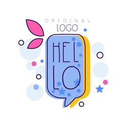 Hello logo original badge with word Royalty Free Vector