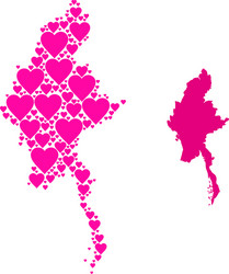 Collage map myanmar sars virus icons Royalty Free Vector