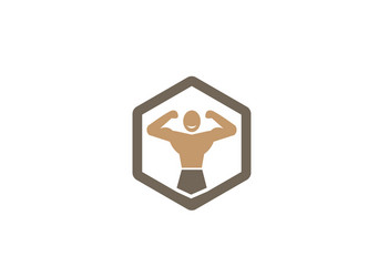 Strong people logo body builder design Royalty Free Vector