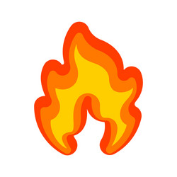 Red fire flat icon isolated on white background Vector Image