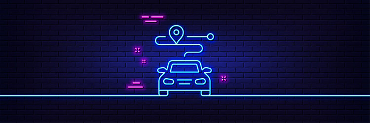 Journey line icon road path sign neon light glow Vector Image