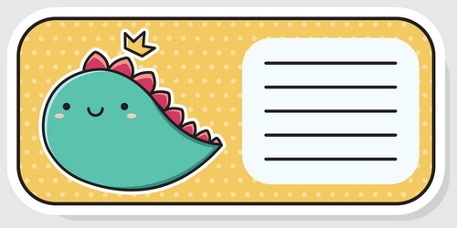 Notebook label cute dinosaur baby stickers Vector Image