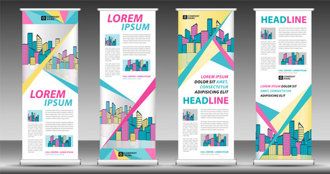 Roll up banner template stand design pull Vector Image