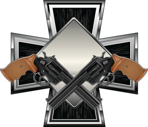Crossed guns isolated on white Royalty Free Vector Image