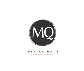 M q mq beauty initial logo handwriting Royalty Free Vector