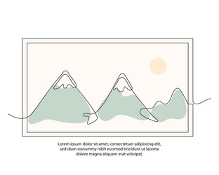 One line nature hut view poster drawing Royalty Free Vector