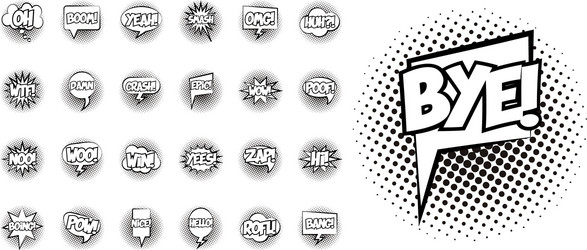 Bundle speech bubbles with bye word and words Vector Image