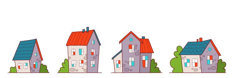 Cartoon cottage collection various small cute Vector Image