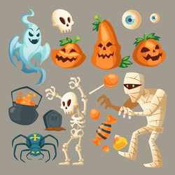 Halloween objects october holiday cartoon Vector Image