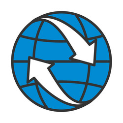 Icon of globe with arrows Royalty Free Vector Image