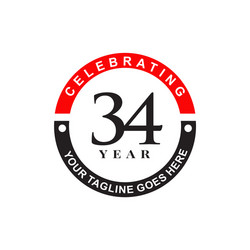 34th year celebrating anniversary logo design Vector Image