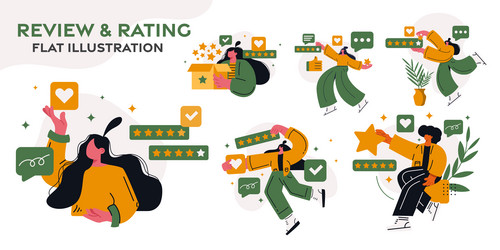 Customer review rating people give Royalty Free Vector Image