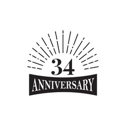 34th year celebrating anniversary logo design Vector Image