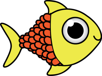 Blue happy fish scalescartoon icon Royalty Free Vector Image