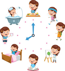 Kid daily routine activities Royalty Free Vector Image