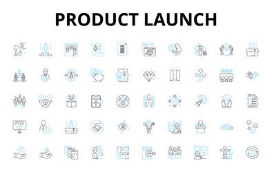 Product launch linear icons set unveil release Vector Image
