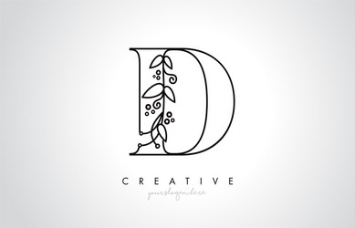 Elegant d letter leaf logo design with outline Vector Image