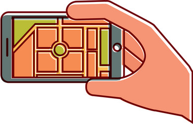 Hand holding smartphone gps navigation map route Vector Image