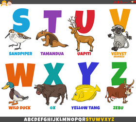 Educational cartoon alphabet letters for kids set Vector Image