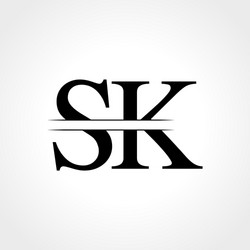 Initial letter sk logo design template sk letter Vector Image