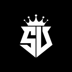 Su logo monogram emblem style with crown shape Vector Image