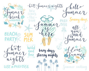 Summer lettering design set - hand drawn Vector Image