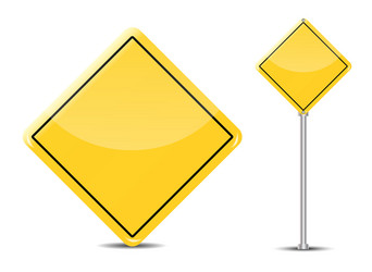 Yellow traffic signroad board signs isolated Vector Image