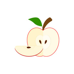 Red whole apple and quarter with a seed insi Vector Image