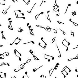 Musical notes and treble clef seamless pattern Vector Image