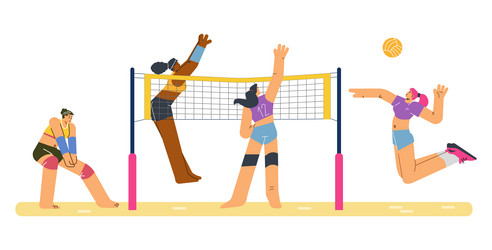 Volleyball sports team Royalty Free Vector Image
