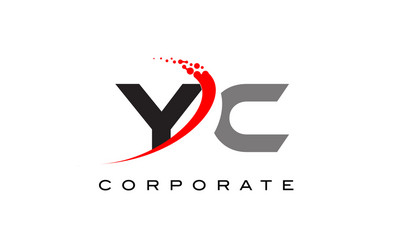 Creative blue letters yc y c logo with leading Vector Image
