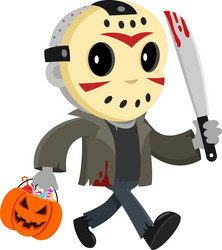 Cute jason murderer cartoon character Royalty Free Vector