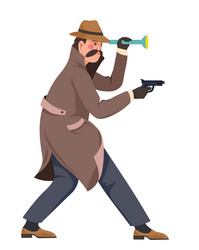 Detective or officer cop pointing gun Royalty Free Vector