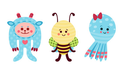 Fluffy toy sewn from textile and stuffed Vector Image