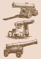 Graphical set of guns a type of artillery piece Vector Image