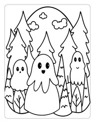 Printable ghostly forest halloween coloring pages Vector Image
